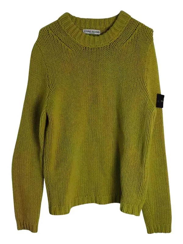 Stone Island Chunky Knit Crew Neck Sweater - Yellow