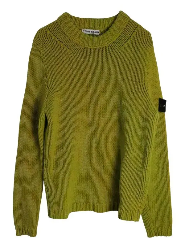 Stone Island Chunky Knit Crew Neck Sweater - Yellow
