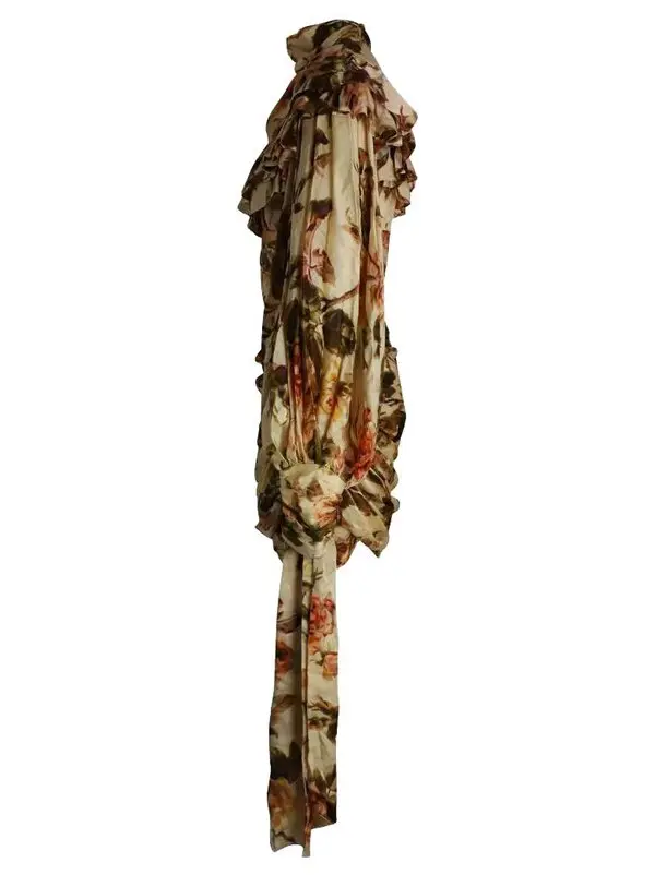 Zimmermann Ruffled Floral-print Silk Dress - Neutrals
