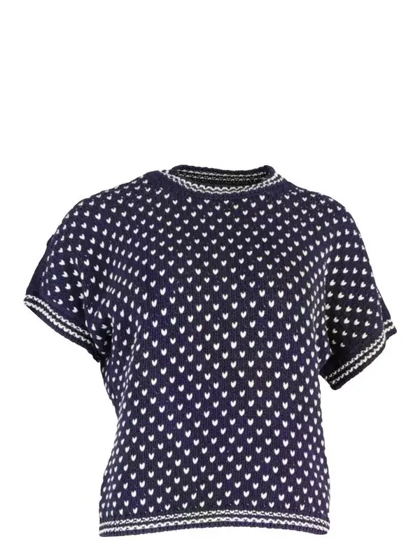Loro Piana Heart Intarsia-knit Crew Neck Top - Blue