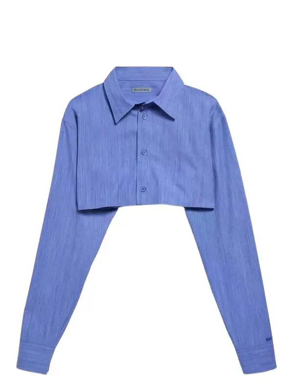 Balenciaga Cropped Long-sleeve Shirt - Blue