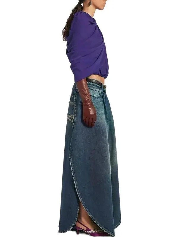 Balenciaga Asymmetric Draped Cape Top - Purple