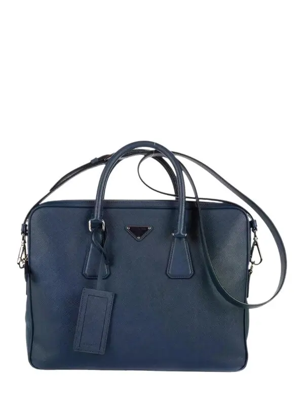 Prada Saffiano-leather Briefcase - Blue