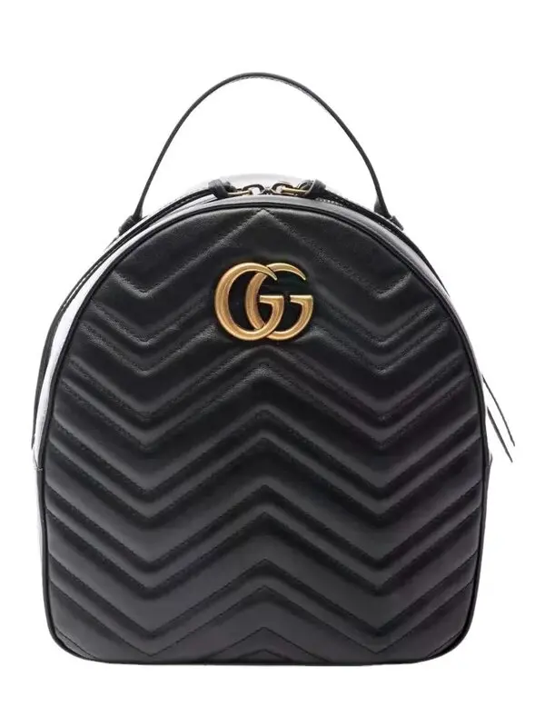 Gucci Gg Marmont Chevron Quilted Leather Backpack - Black