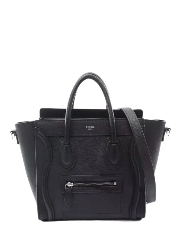 Celine 2000s Luggage Nano Two-way Leather Handbag - Black