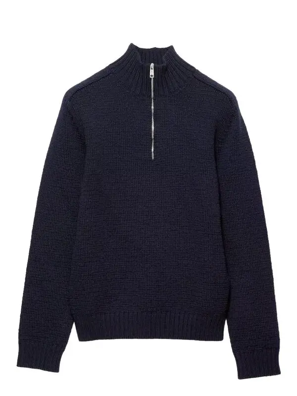 Prada Virgin Wool Half-zip Sweater - Blue