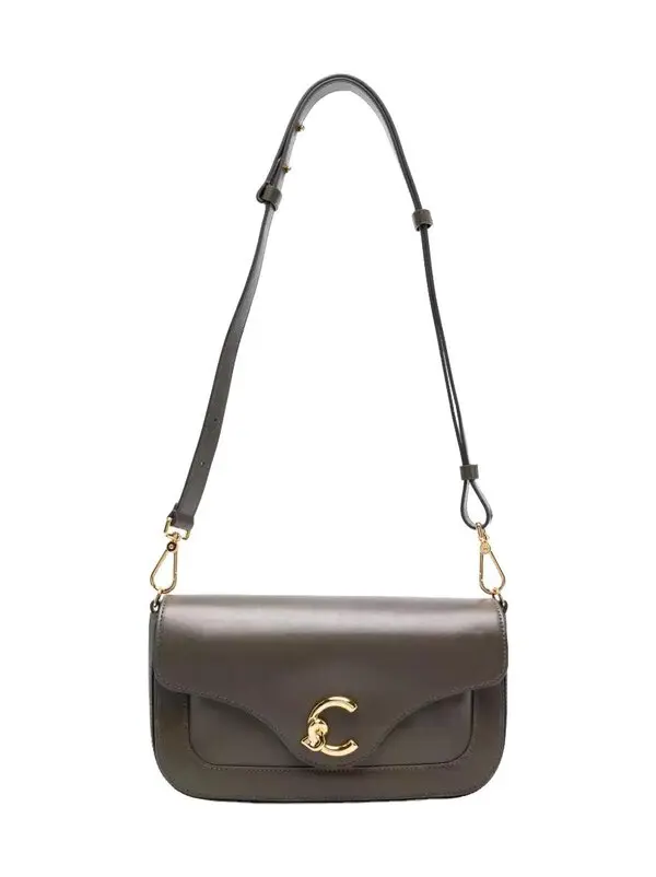 COCCINELLE Leather Shoulder Bag With Logo Plaque - Green