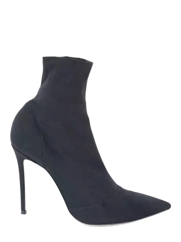 GIANVITO ROSSI Stretch-knit Pointed Toe High Stiletto Heel Ankle Boots - Black