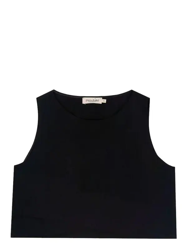 MOUTAKI Asymmetric-hem Cropped Top - Black