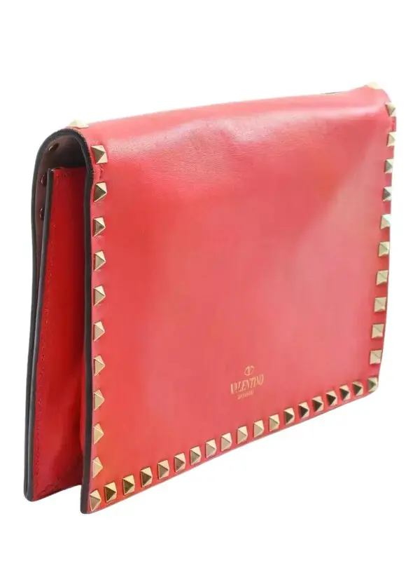 Valentino Garavani 2010s Rockstud Clutch Bag - Red