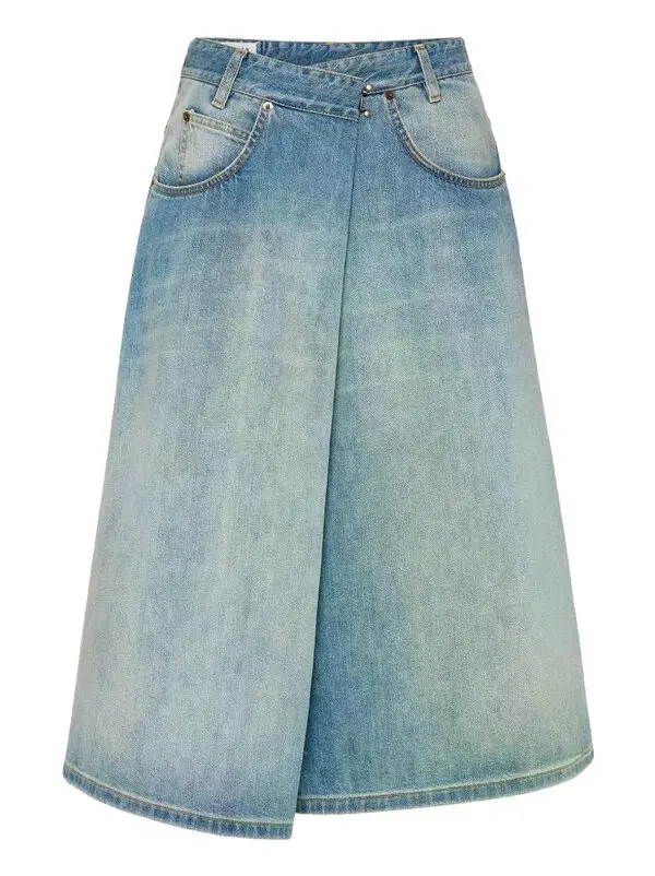MAISON MARGIELA Wrap-design Denim Midi Skirt - Blue