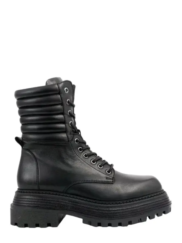 SERGIO MORETTI FIRENZE Padded Collar Lace-up Ankle Boots - Black