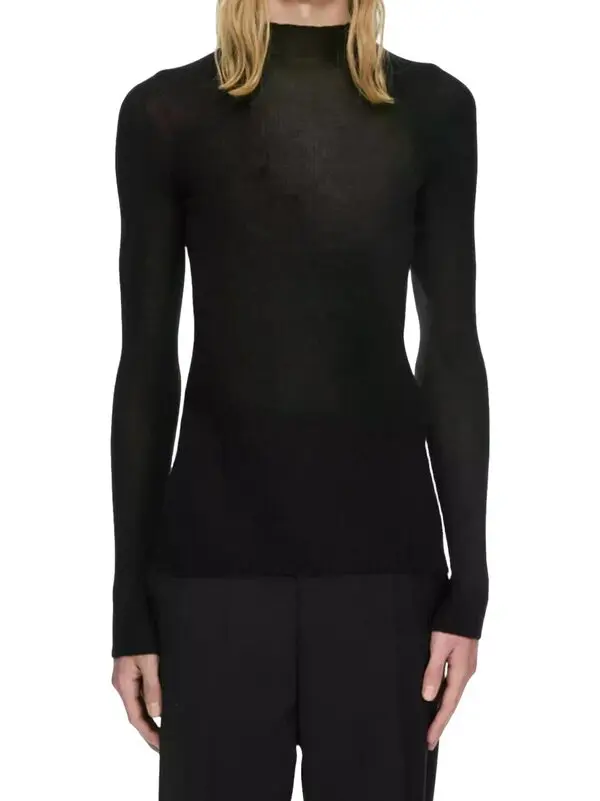 Rick Owens Ribbed Knit High-neck Sweater - Black