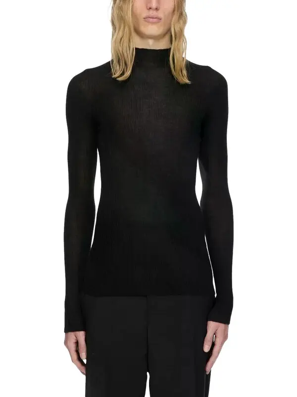 Rick Owens Ribbed Knit High-neck Sweater - Black