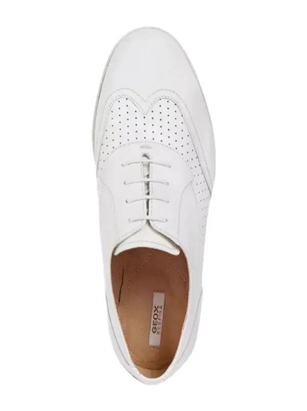 Geox Perforated Platform Oxford Shoes - White