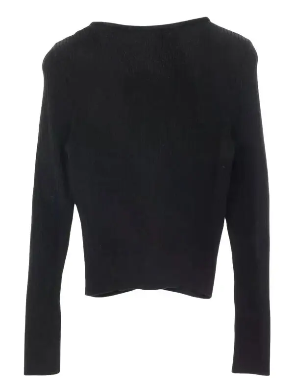 Celine Ribbed Knit Triomphe Cardigan - Black