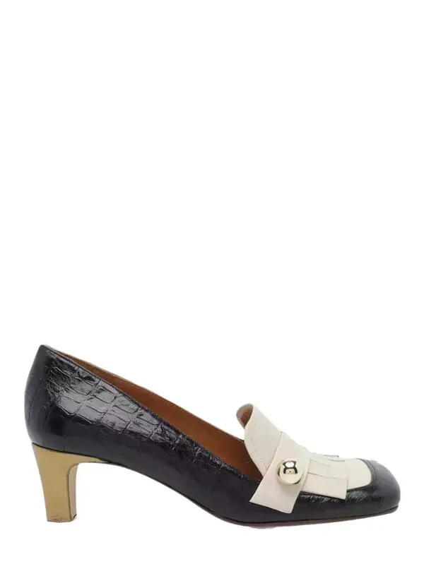 Chie Mihara Shimone Croc-effect Pumps With Fringed Detailing - Black