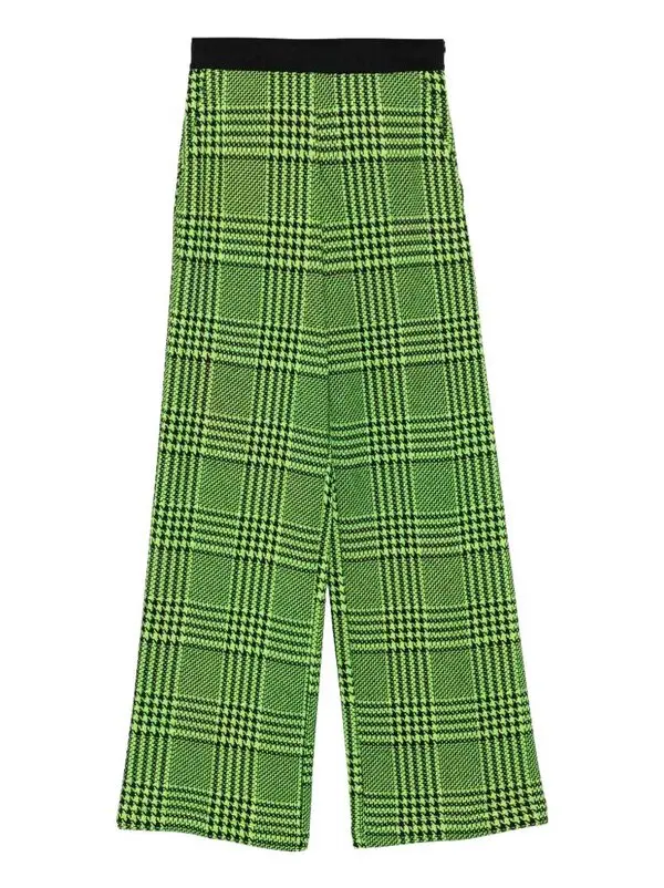 Liviana Conti Prince Of Wales Check Wide Leg Trousers - Green