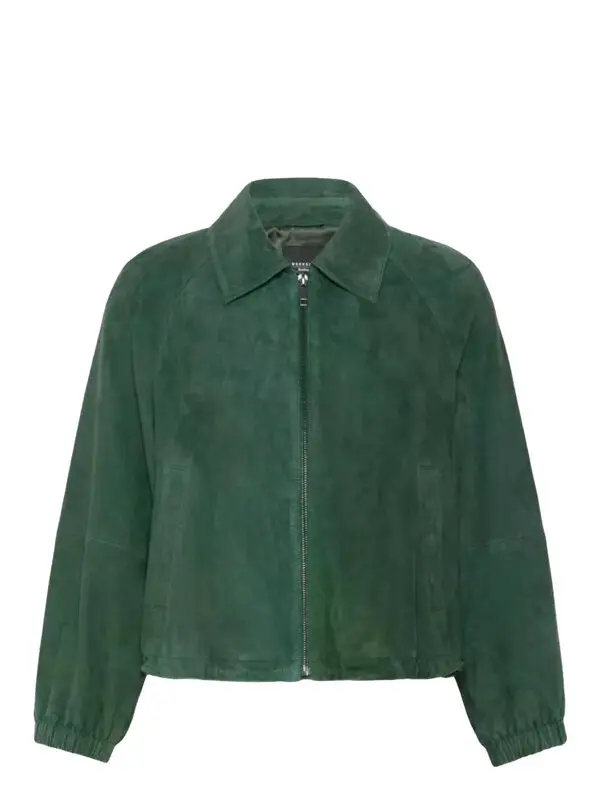 Max Mara Wkdzuppa Suede Zip-up Jacket - Green