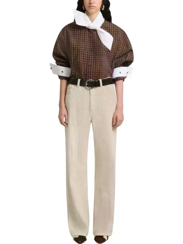 Marni Off-white Corduroy Flared Trousers - Neutrals