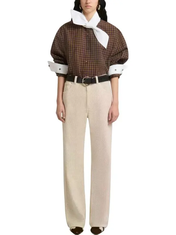 Marni Off-white Corduroy Flared Trousers - Neutrals