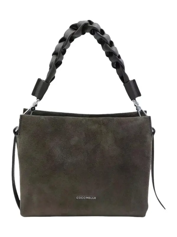 COCCINELLE Suede Shoulder Bag With Braided Top Handle - Brown