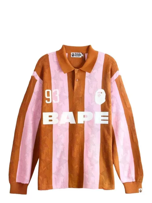 A BATHING APE Sta-pattern Vertical-stripe Polo Shirt - Orange