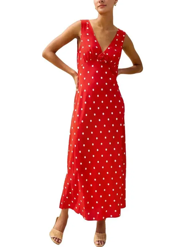 Rails Xgiadzy Polka-dot Floral-appliqué Dress - Red