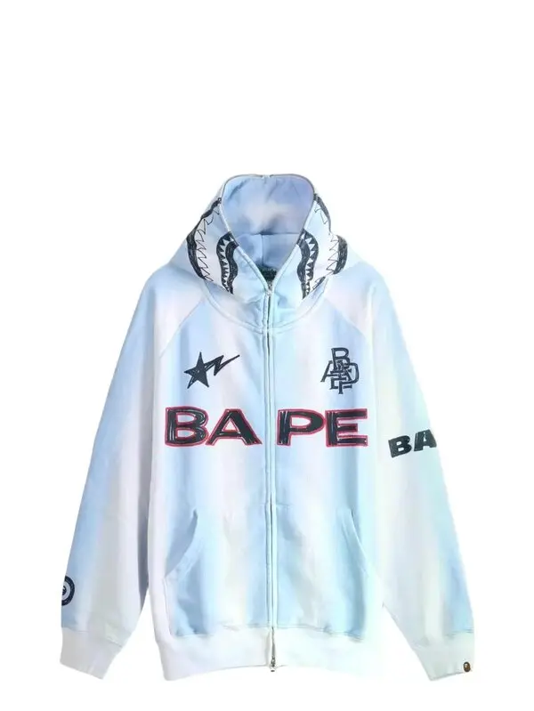 A BATHING APE Shark Motif Zip-up Hoodie - Blue