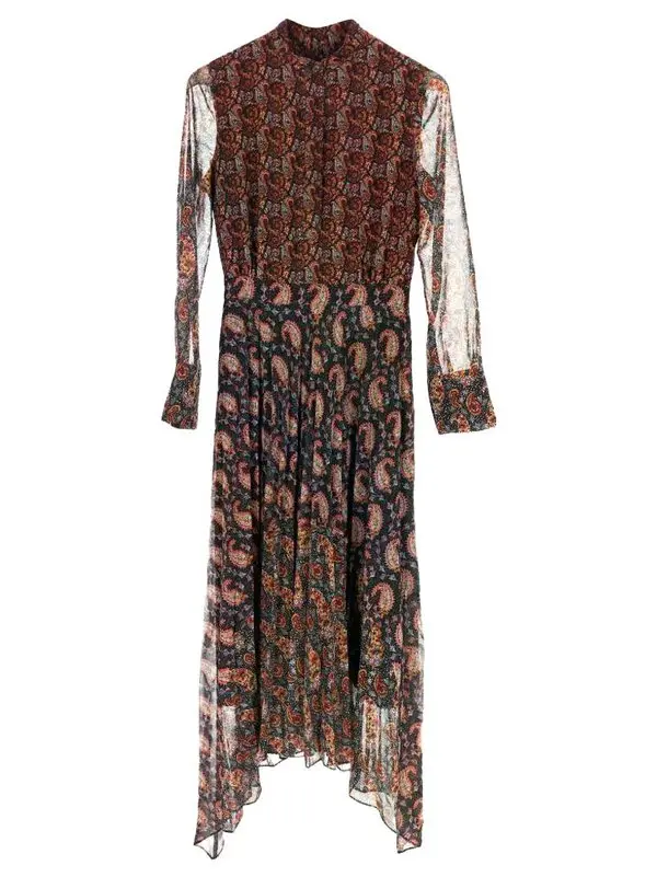 Altuzarra Paisley-print Plissé Midi Ress - Black