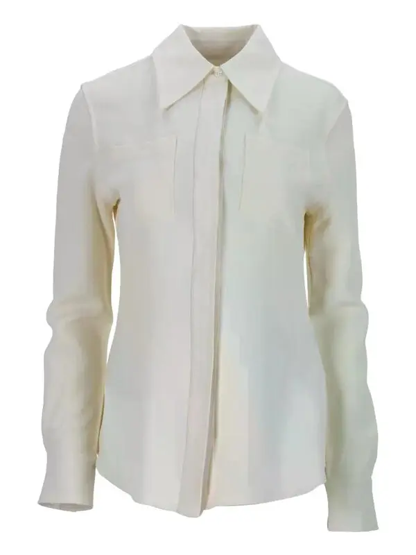 Victoria Beckham Crepe Shirt With Breast Pockets And Buttoned Cuffs - Neutrals