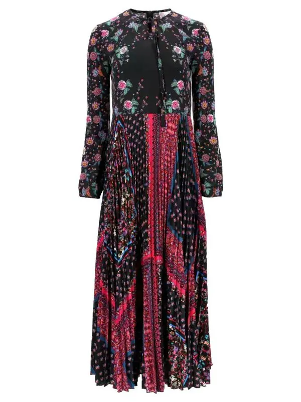 Valentino Garavani Floral Pleated Maxi Dress - Black
