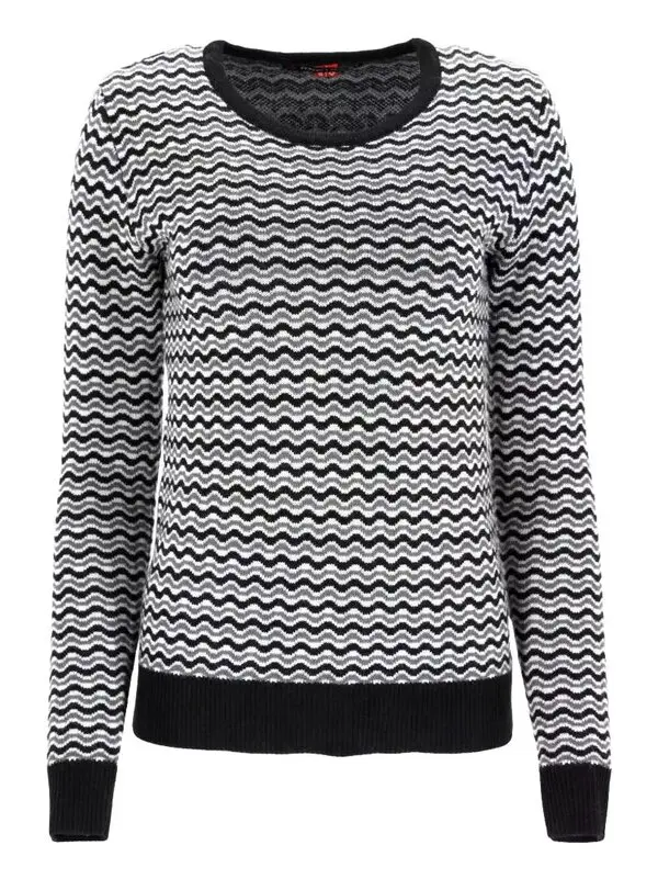 Perfect Moment Zig Zag Pattern Merino Wool Sweater - Black