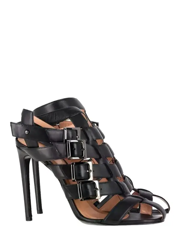 Roland Mouret Leather Buckled Heeled Sandals - Black