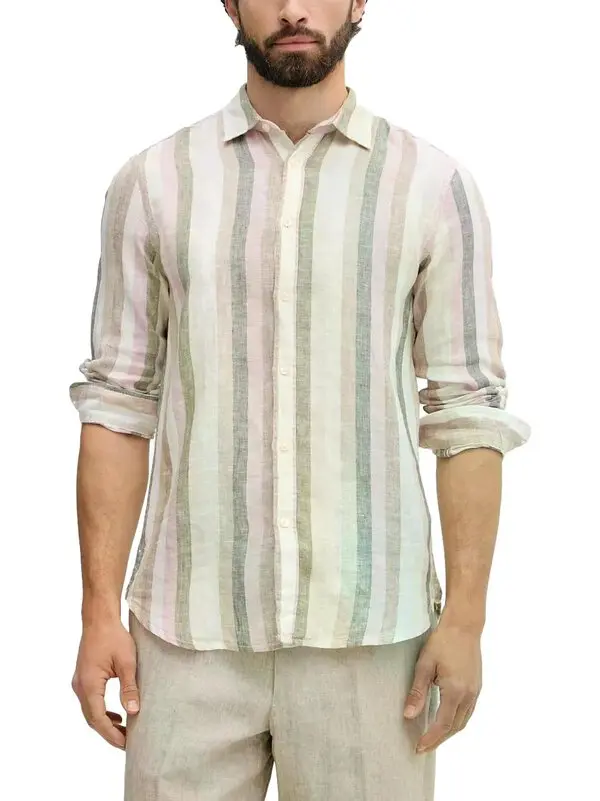 BENETTON Striped Linen Shirt - Neutrals