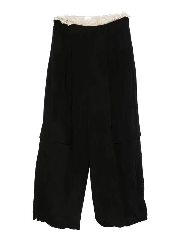 Sea Lace-trimmed Trousers - Black