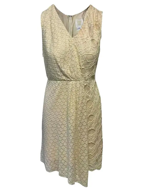 Anna Sui Lace Asymmetrical V-neck Dress - Neutrals