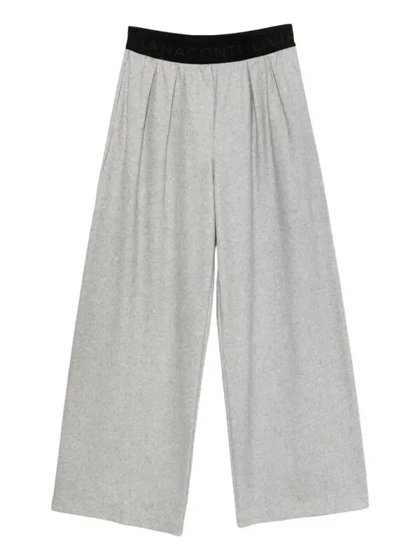 Liviana Conti Logo Waistband Wide Leg Trousers - Grey