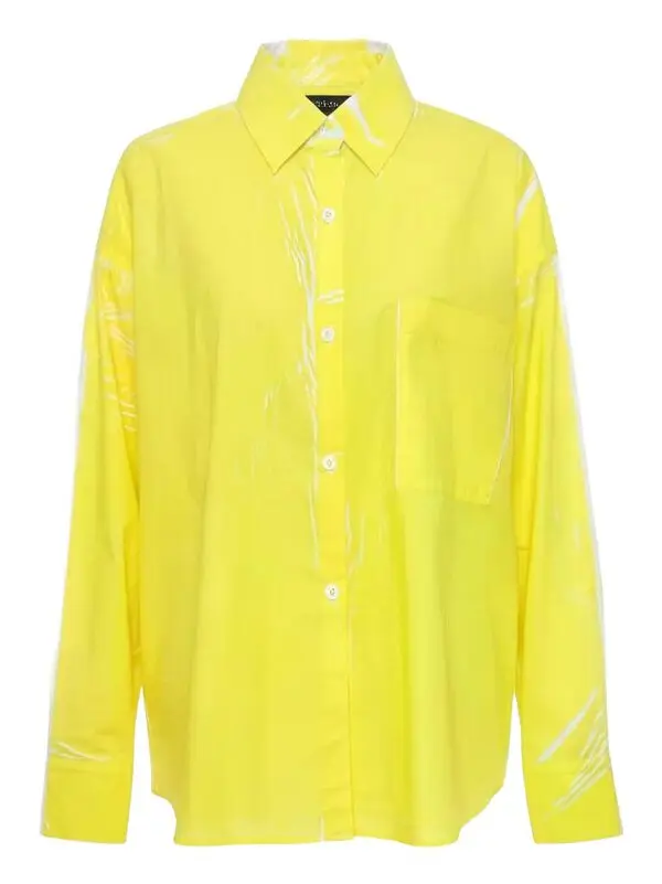 ODEEH Graphic Print Cotton Shirt - Yellow