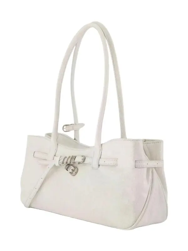 MARGESHERWOOD Cracked Leather Shoulder Bag - White