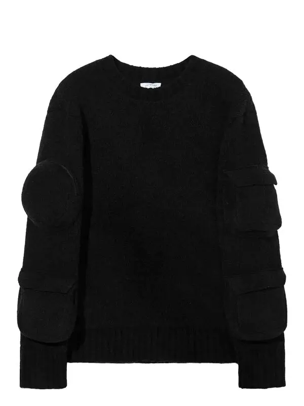 Off-White Pocket Detail Crew Neck Sweater - Black