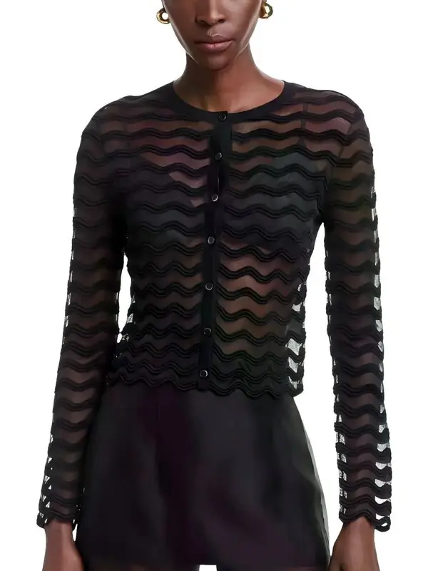 Simkhai Maxime Wavy-knit Cardigan - Black