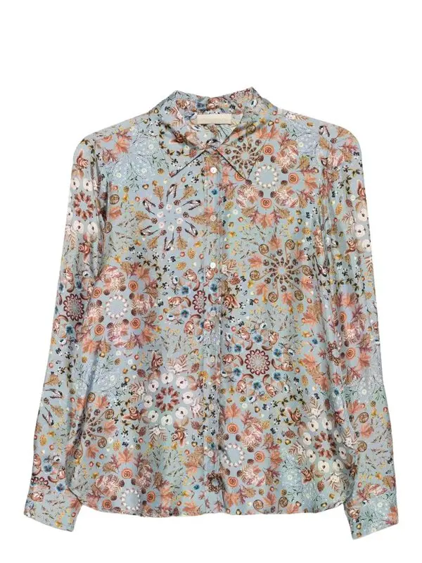 Momoni Printed Silk Shirt - Blue