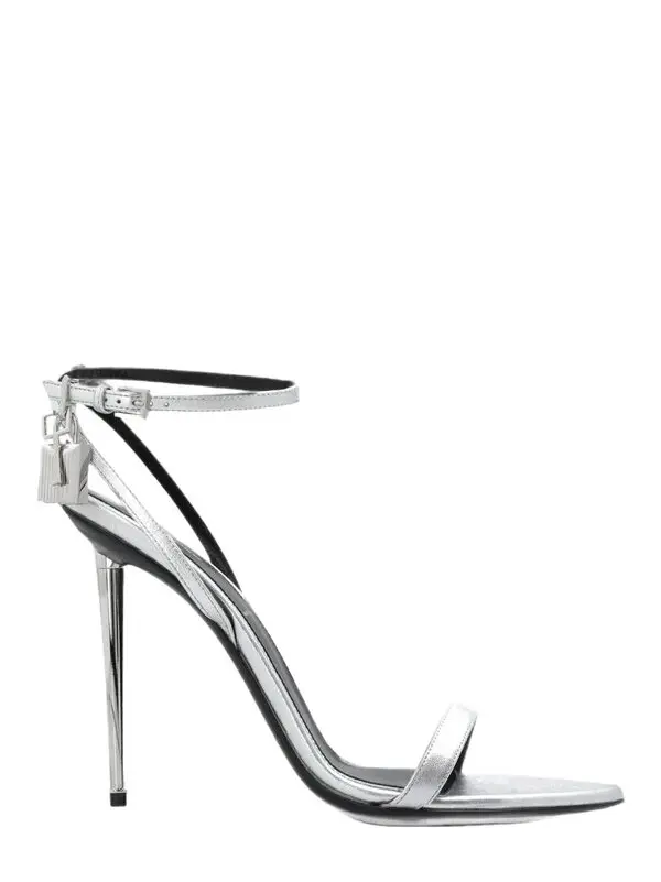 TOM FORD Padlock-embellished Metallic-effect Sandals - Silver