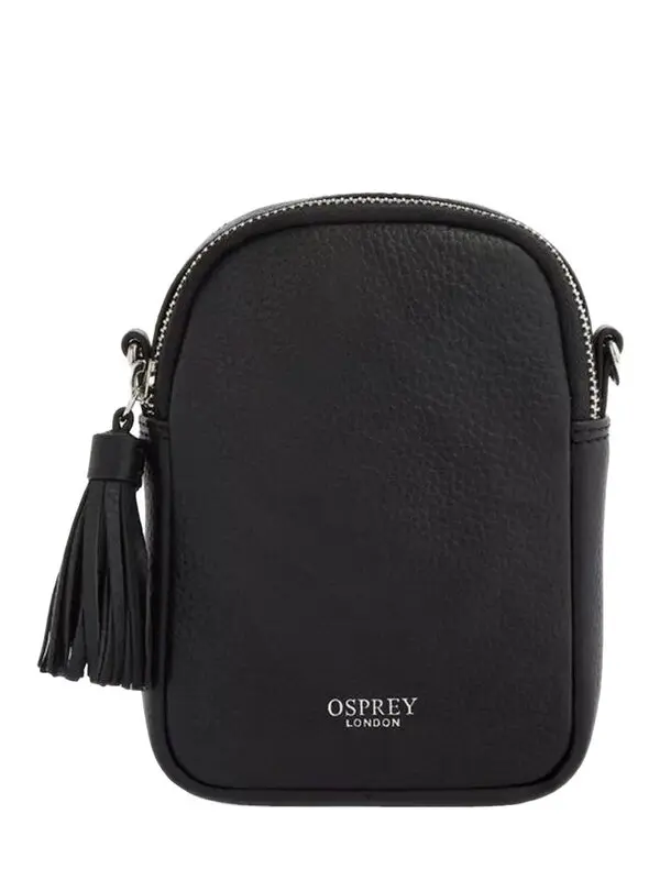 OSPREY LONDON Stella Tassel Detail Phone Bag - Black