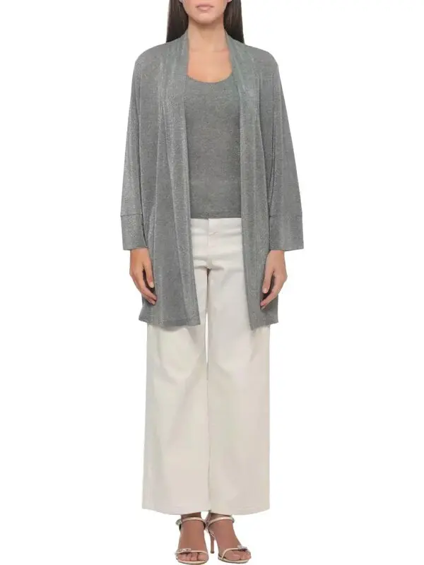 EMME Lurex-detail Cardigan Two-piece Set - Grey