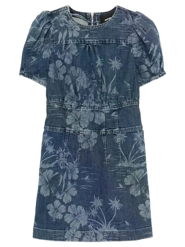 MARCO BOLOGNA Floral-print Puff-sleeve Mini Dress - Blue