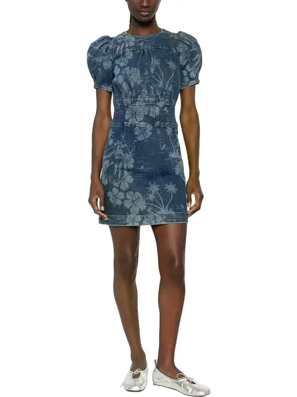 MARCO BOLOGNA Floral-print Puff-sleeve Mini Dress - Blue