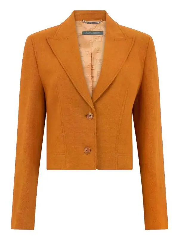 Alberta Ferretti Cropped Linen Blazer - Orange