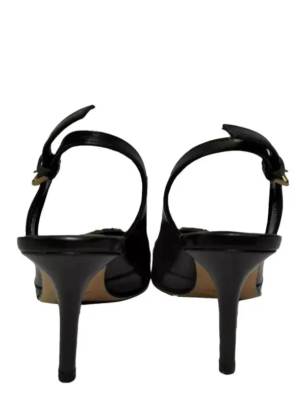 Dior Leather Pointed Toe Slingback Pumps With Cd Metal Logo - Black